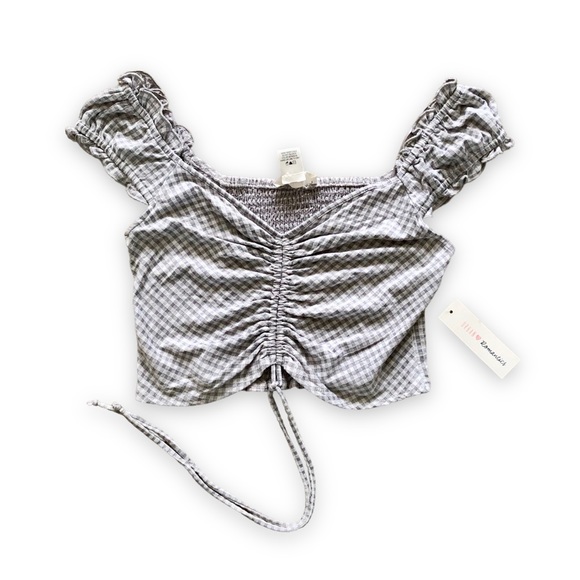 URBAN Romantics | Tops | Urban Romantic Gingham Ruched Smocked Gray ...